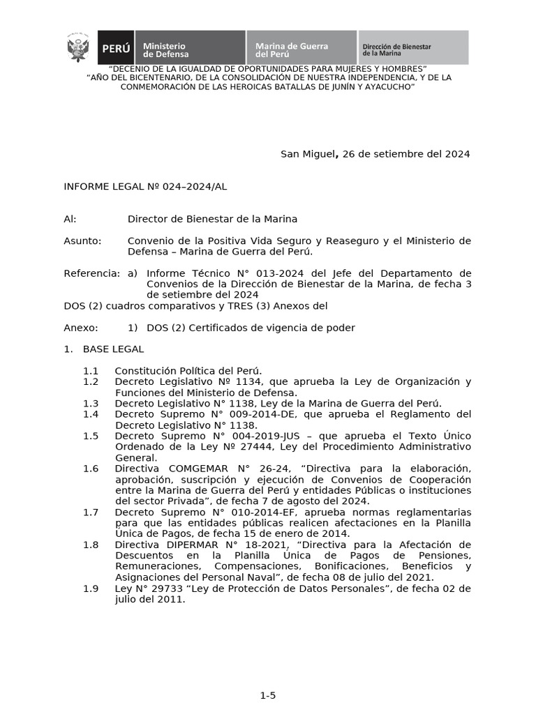 Informe Legal #024-2024 - La Positiva Vida Seguros y Reaseguros | PDF