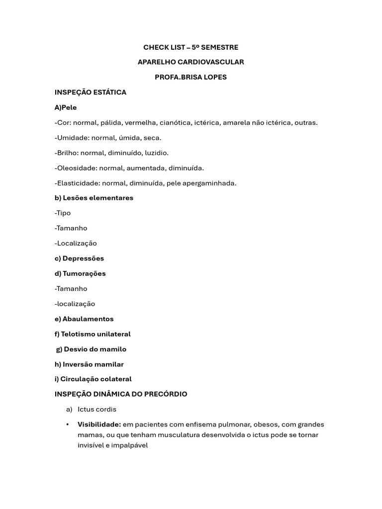 Check List Precordio | PDF