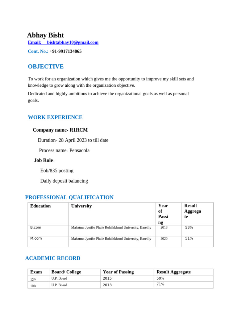 Abhay's Resume-1-2 | PDF