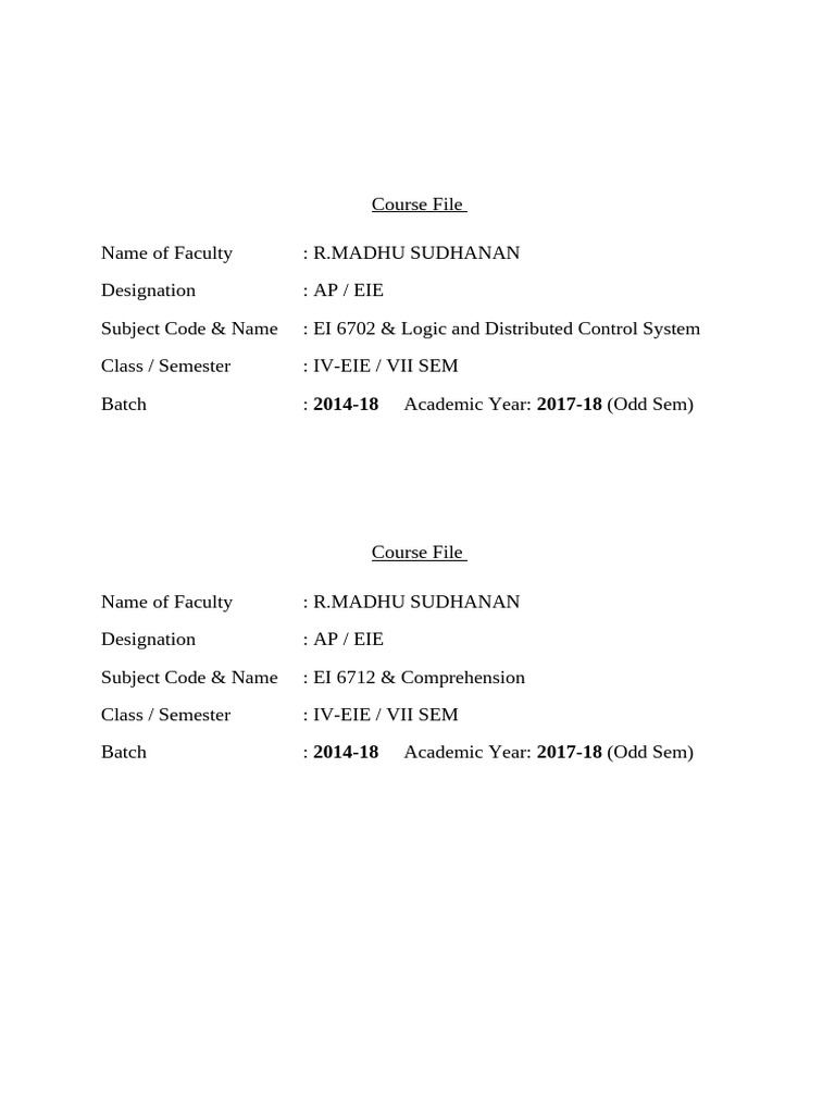 Course File Label | PDF