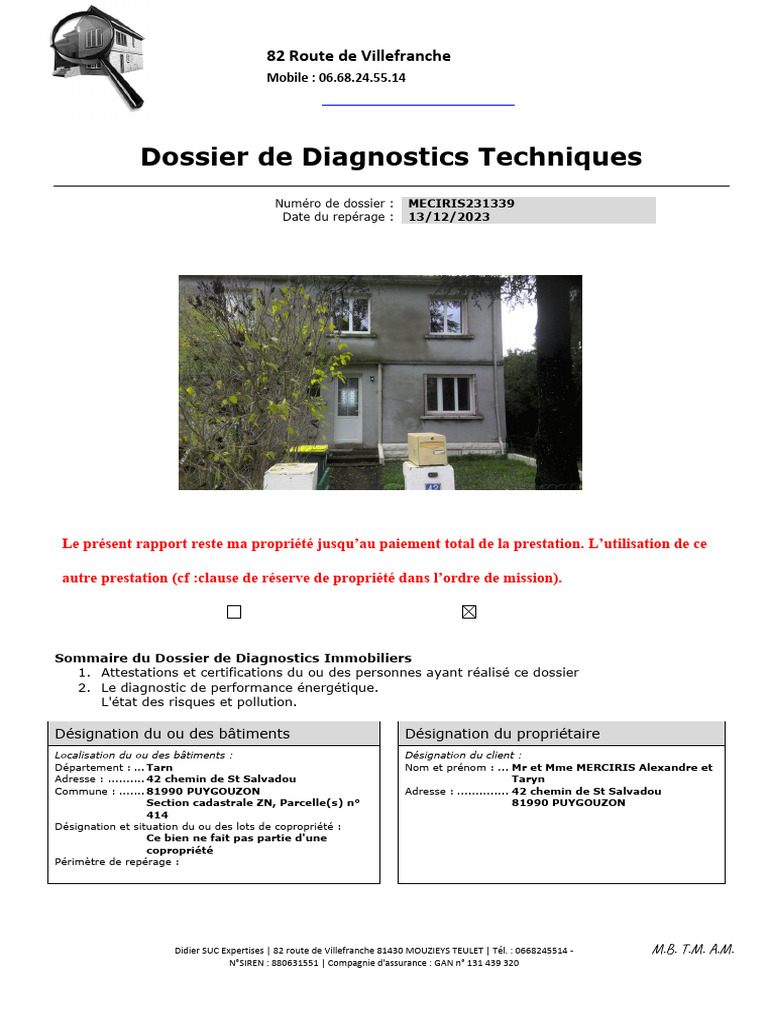 Dossier de Diagnostics Techniques | PDF