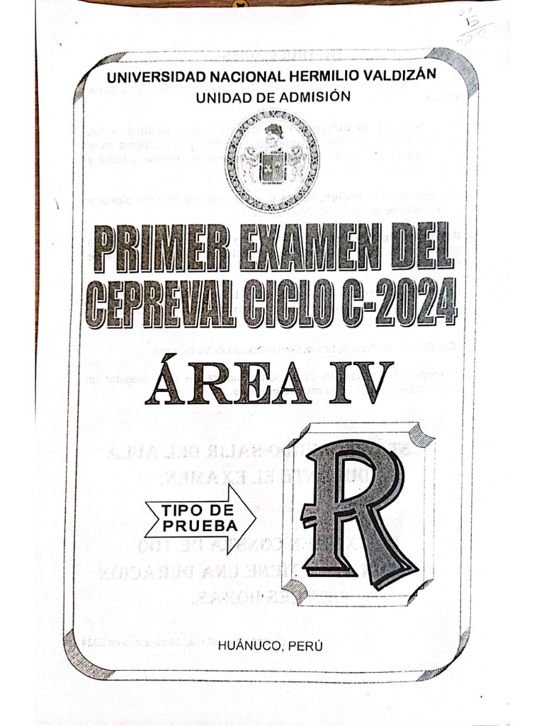 1er CEPRE C-2024 AREA IV | PDF
