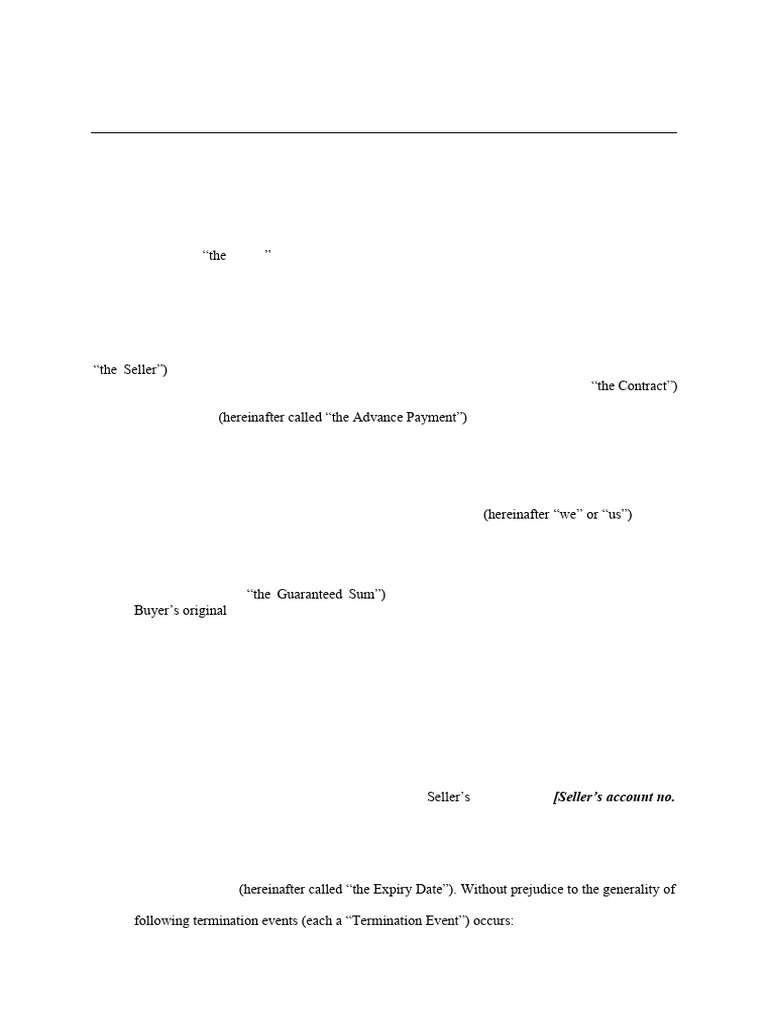 Ocbc Standard Advance Payment Guarantee Format | PDF