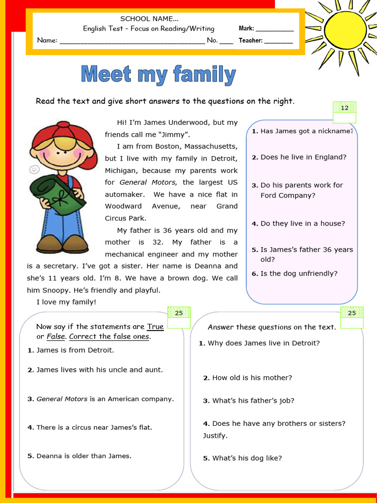 Writing, Meet My Family | PDF