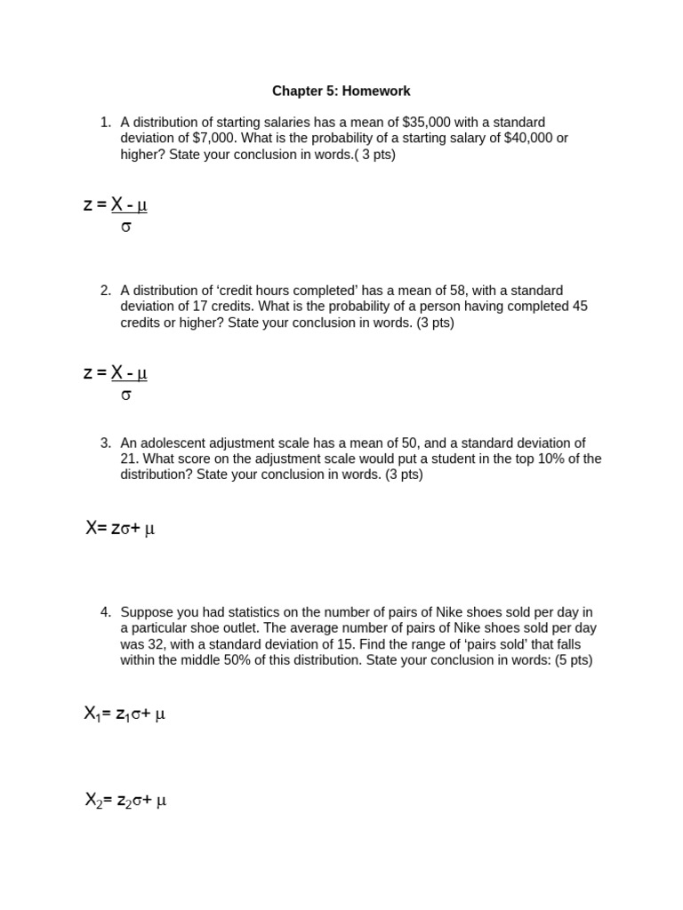 Statistics Homework Problems | PDF