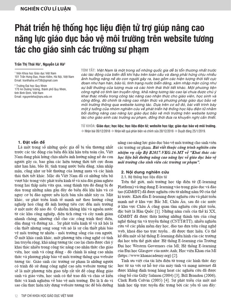 Phát triển hệ thống học liệu điện tử trợ giúp nâng cao năng lực giáo ...