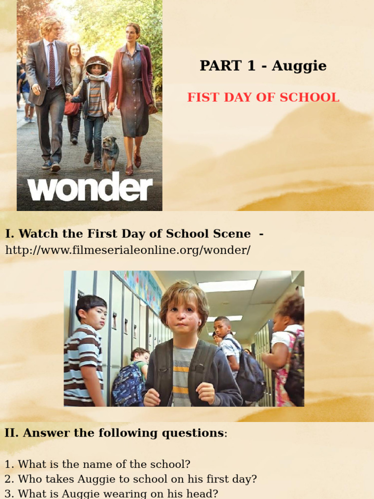 WONDER - First Day of School | PDF | Language Arts & Discipline | Self ...