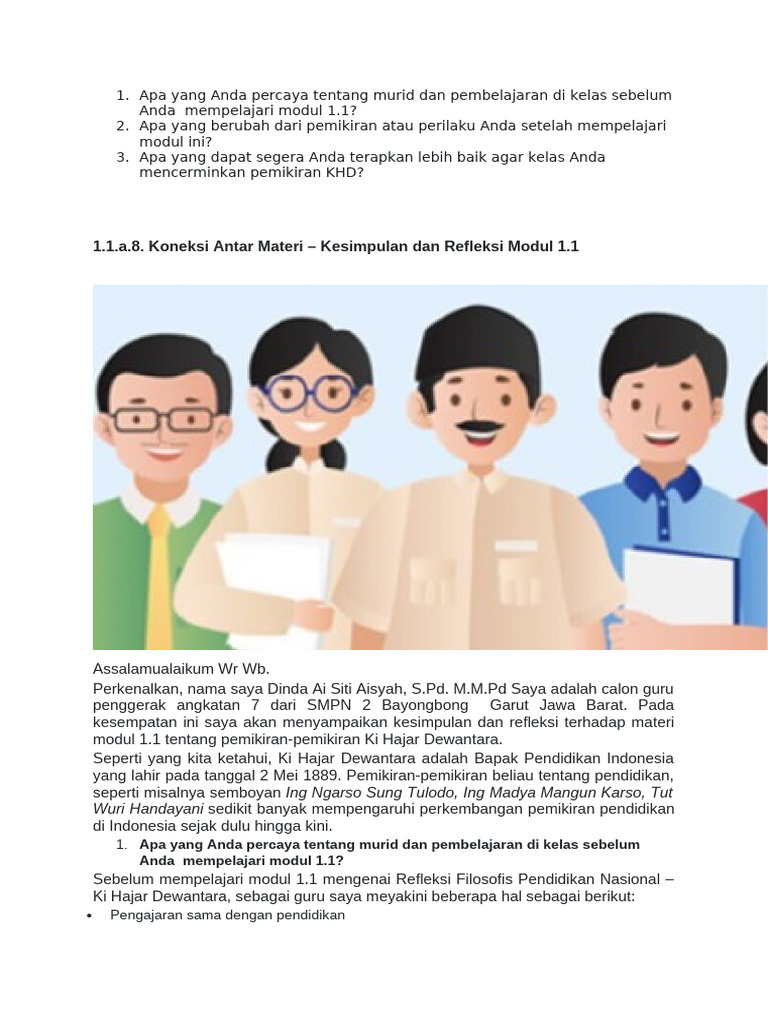 1.1.a.8. Koneksi Antar Materi-Kesimpulan Dan Refleksi Modul 1.1 | PDF