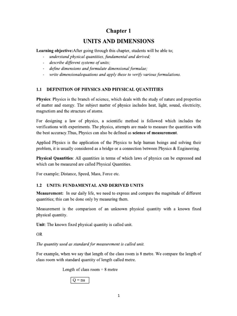 Units and Dimensions Updated | PDF