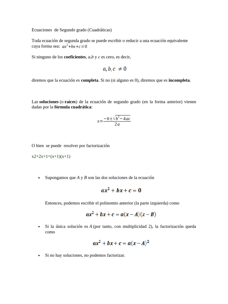 Ecuaciones de Segundo Grado | PDF | Ecuación cuadrática | Ciencia y ...