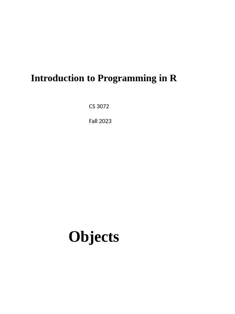 Week 3 Introduction To Programming in R | PDF Week 3 Introduction To Programming in R | PDF
