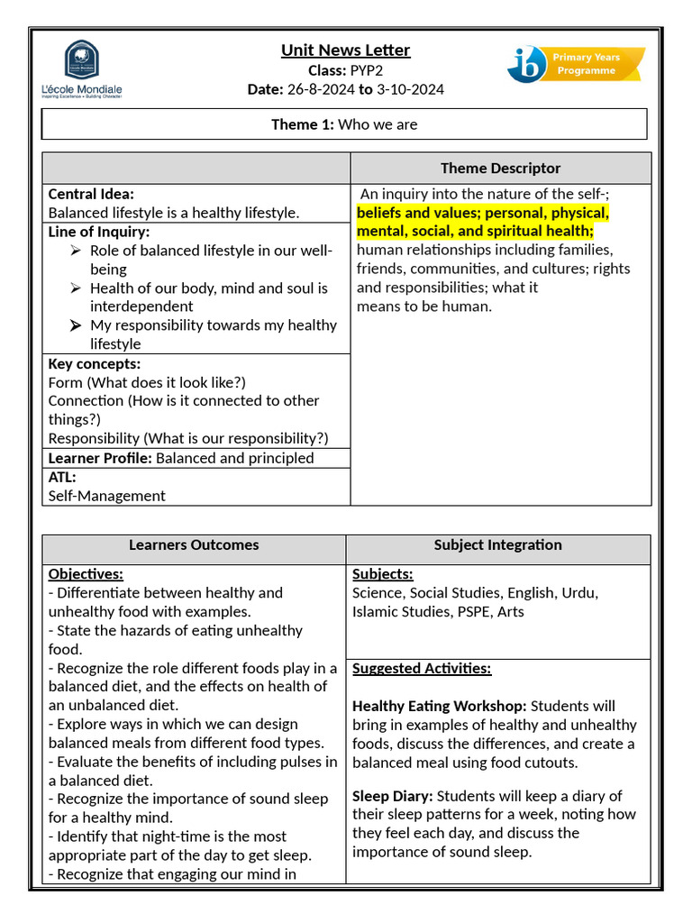 Unit 1 News Letter | PDF