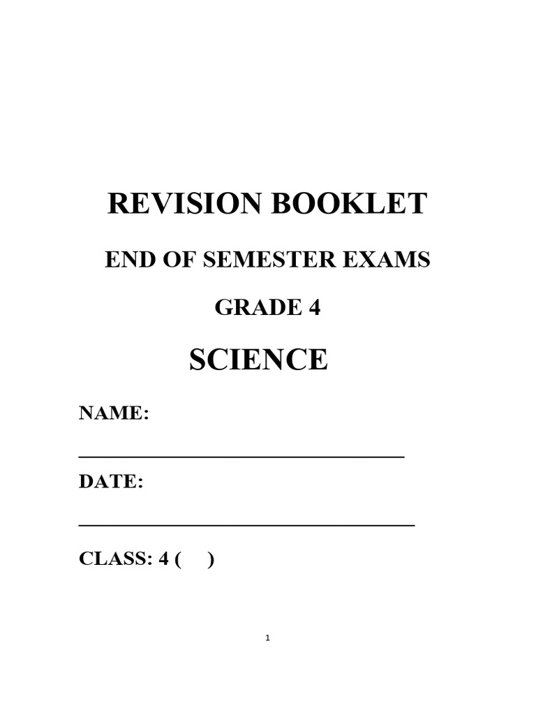 Grade 4 Science Revision Sheet & Ans Key | PDF