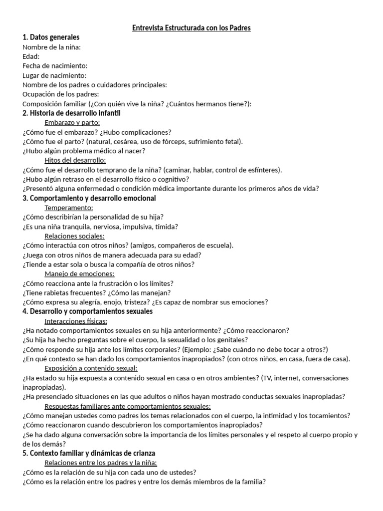 Entrevista Estructurada | PDF