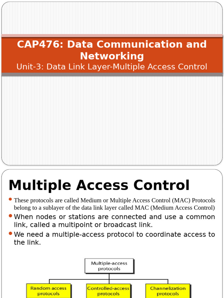 10 Unit3 Data Link LayerMultiple Access Control | PDF
