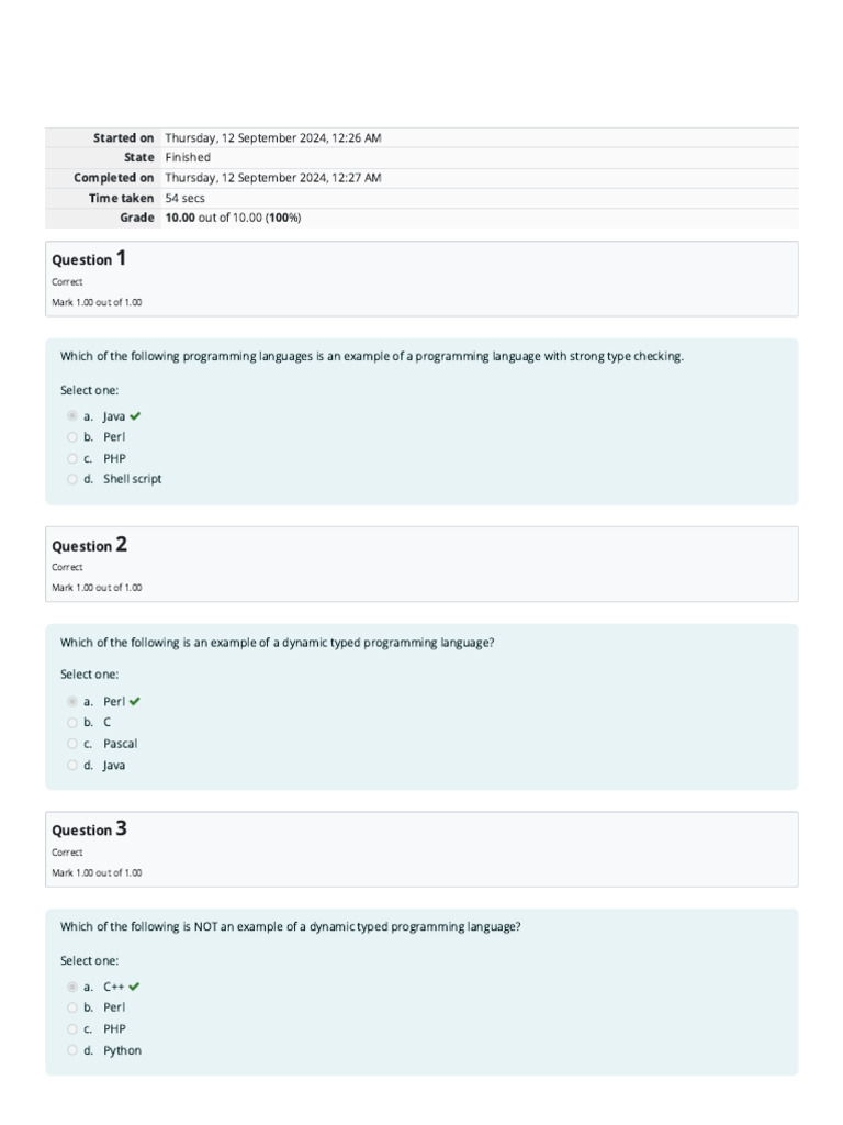 Self-Quiz 3_ Type checking | PDF