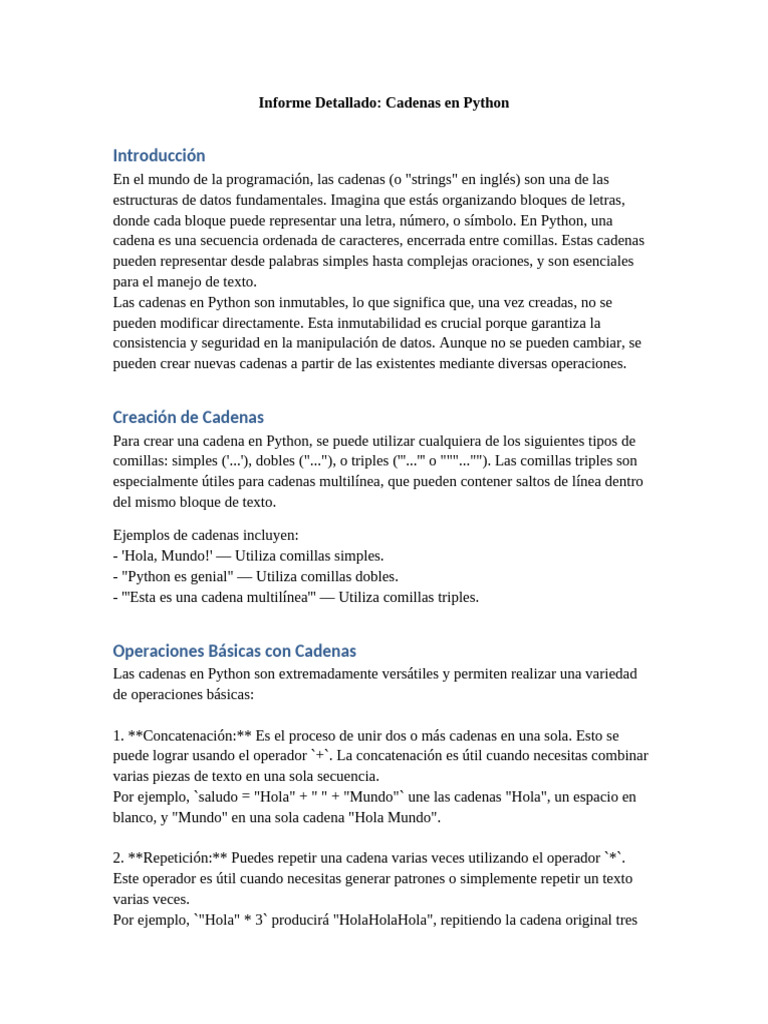 Informe Detallado Cadenas Python APA | PDF