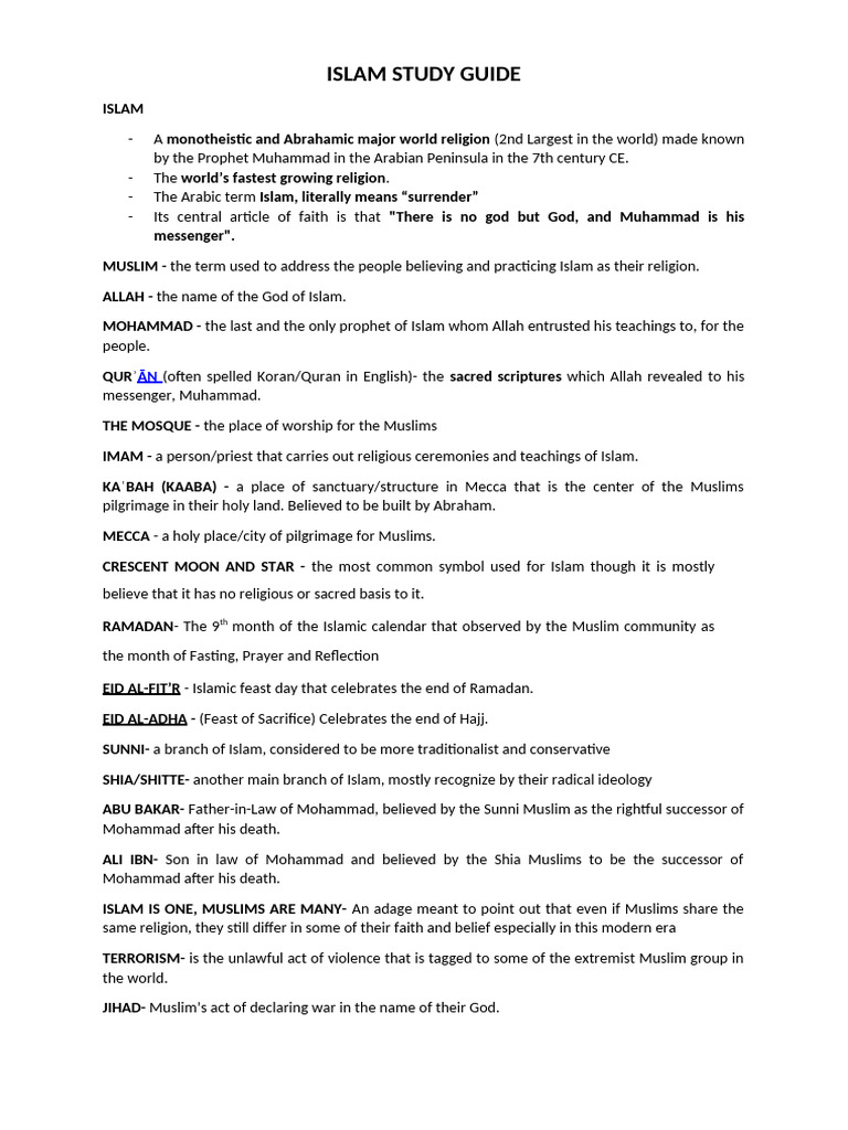 Islam Study Guide | PDF