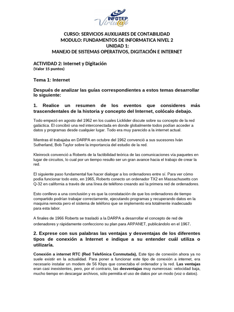 Actividad 2 Uni 1 Mod 2, | PDF