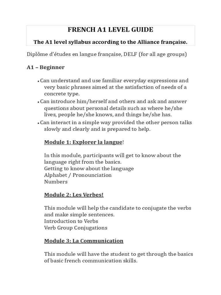 French A1 2024 | PDF