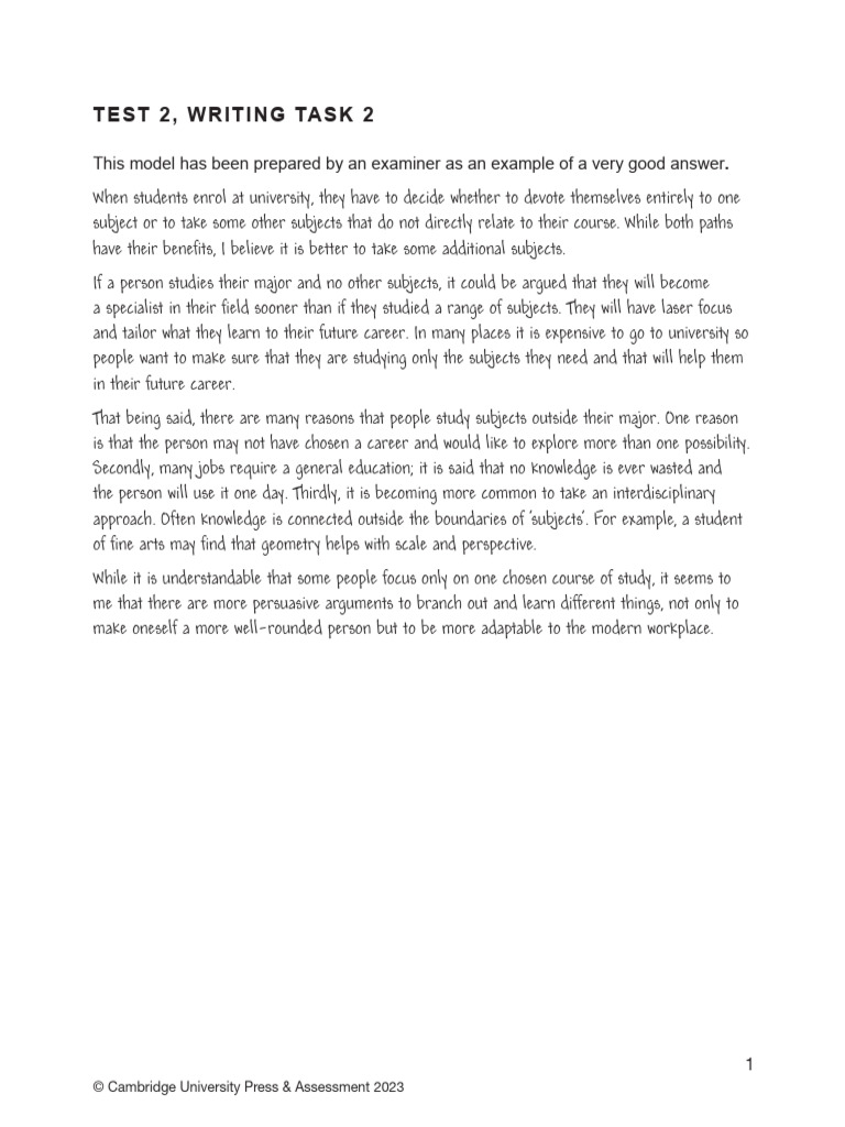 IELTS 18 Academic Test 2 Writing Task 2 Sample Answer (Model Answer) | PDF