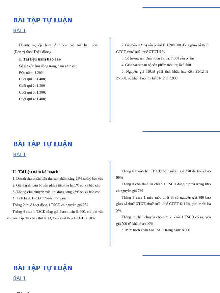 BT TỰ LUẬN - QTTC | PDF