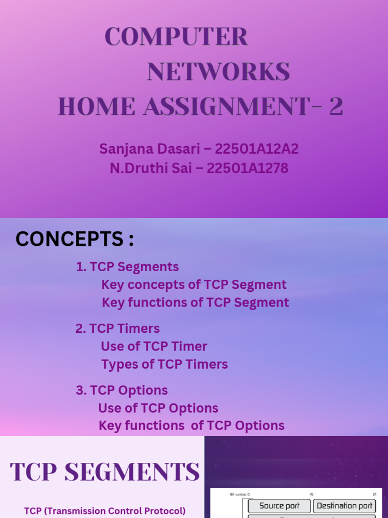 Understanding TCP: Segments, Timers, and Options | PDF | Transmission Control Protocol | Computers