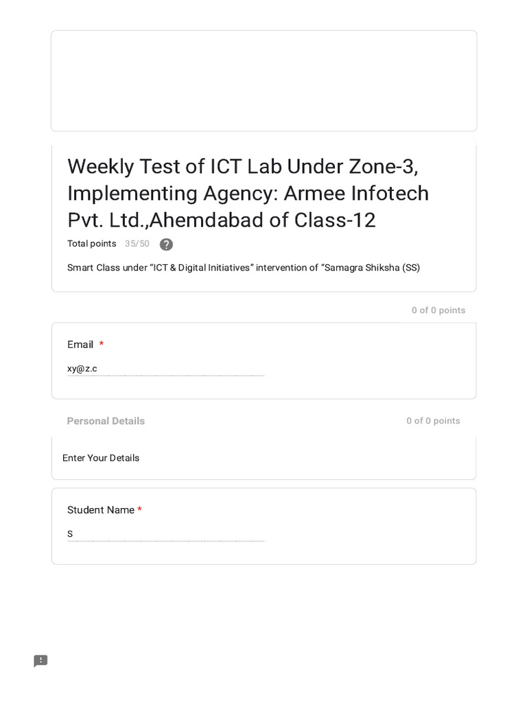 Weekly Test of ICT Lab Under Zone-3, Implementing Agency - Armee ...