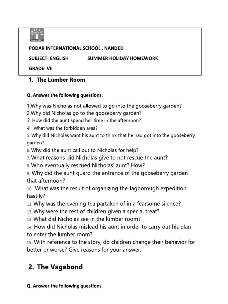 GR VII Summer-Vacation-Assignment | PDF