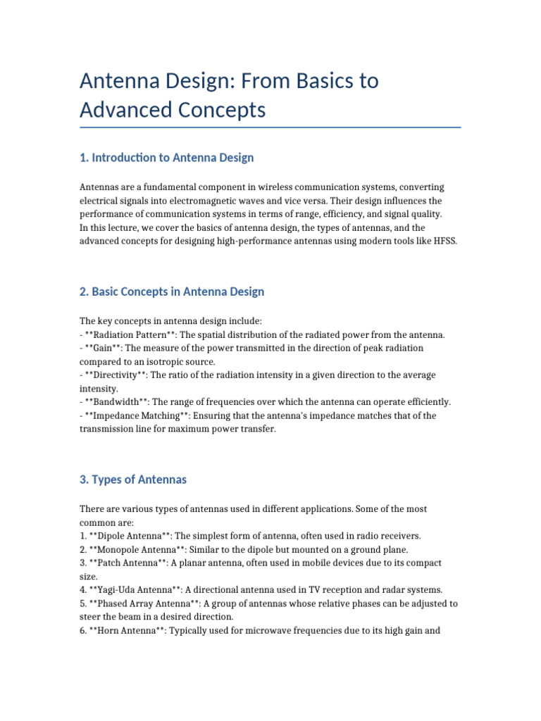 Antenna Design Lecture Notes | PDF