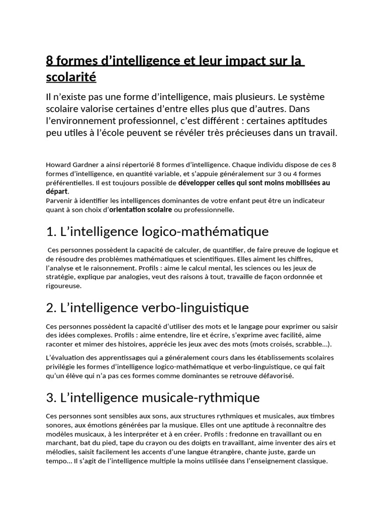 8 formes intelligence | PDF