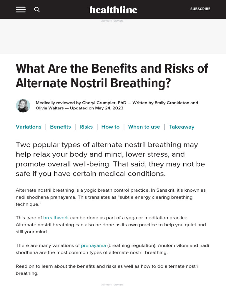 Alternate Nostril Breathing Benefits, How To, and | PDF | Breathing ...