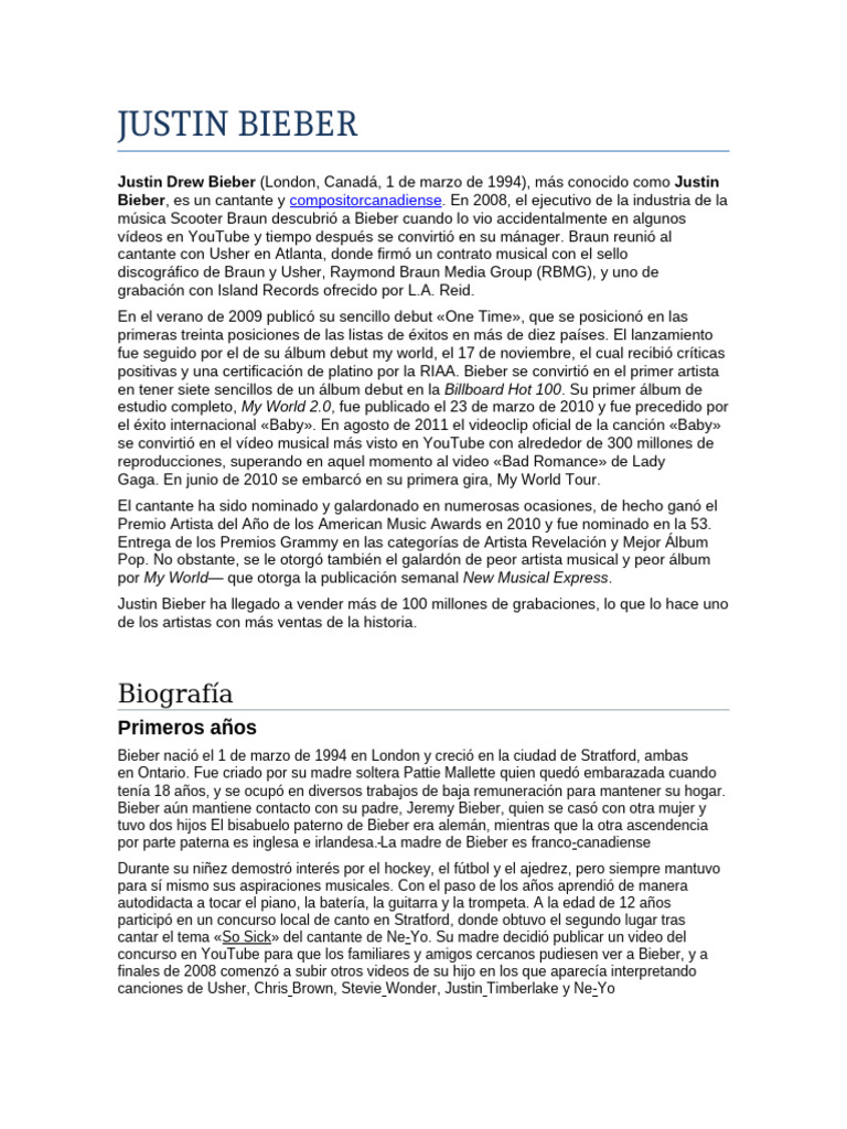 Justin Bieber Titi | PDF