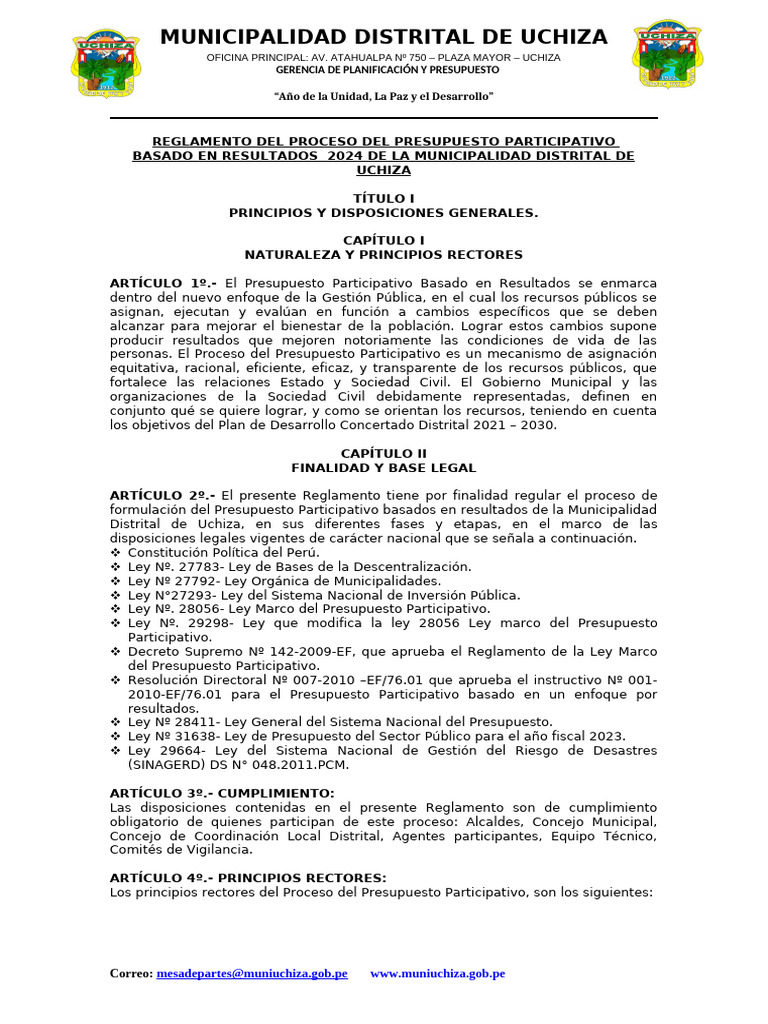 Reglamento Ppto Part. 2024 | PDF