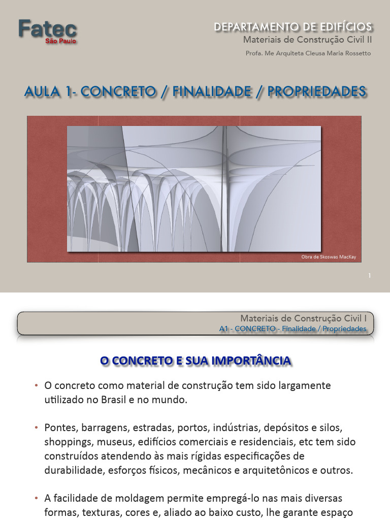 Aula 1c Concreto Finalidade Propriedades | PDF