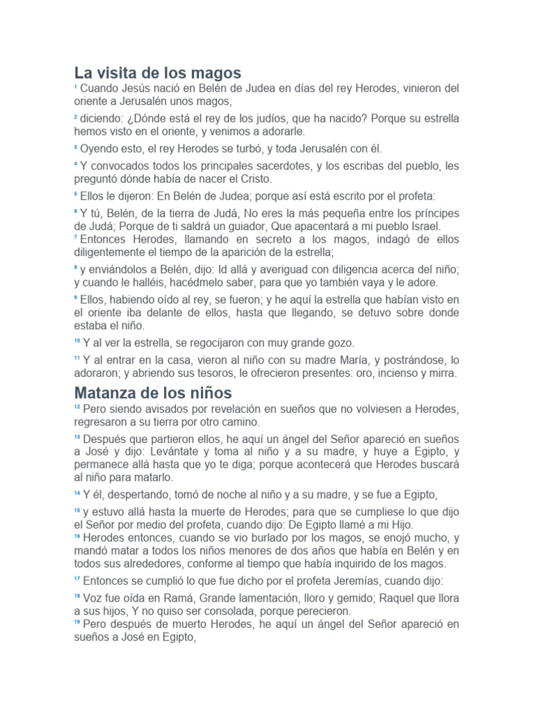Mateo 2 La visita de los magos y matanza de niños | PDF