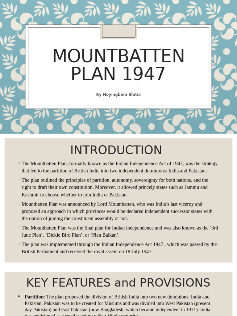 Mountbatten Plan 1947 (Noyingbeni) | PDF