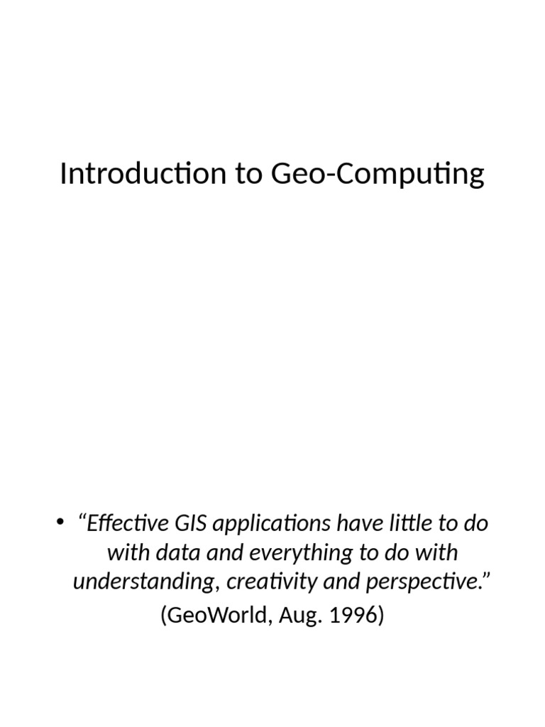 Geoinformatics Lecture 2 GIS Computation | PDF