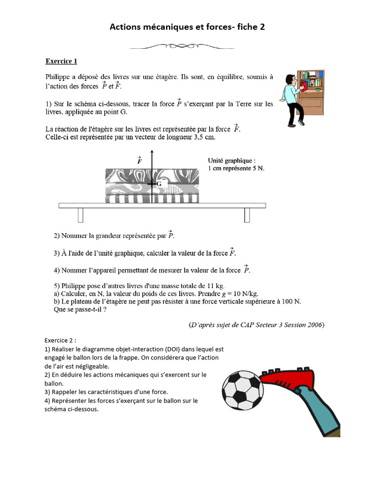 Exercices Forces Et Interaction Fiche 2 | PDF