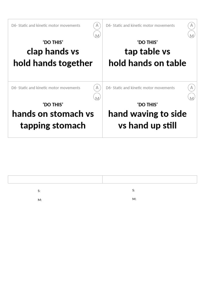 D6 - Static and Kinetic Motor Movements | PDF