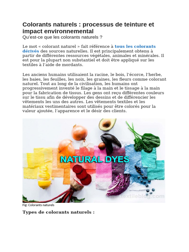 Colorants Naturels | PDF