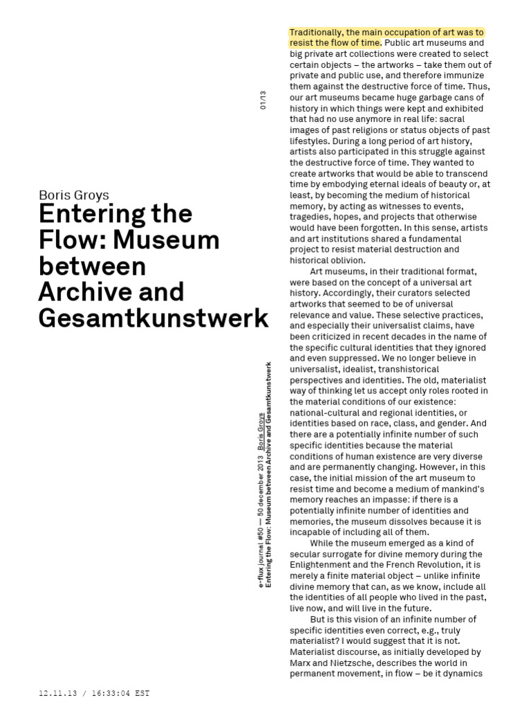Entering The Flow Boris Groys | PDF