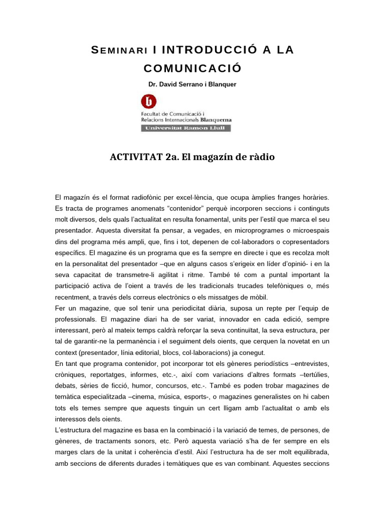 2a. Magazín - Tasca 2 | PDF