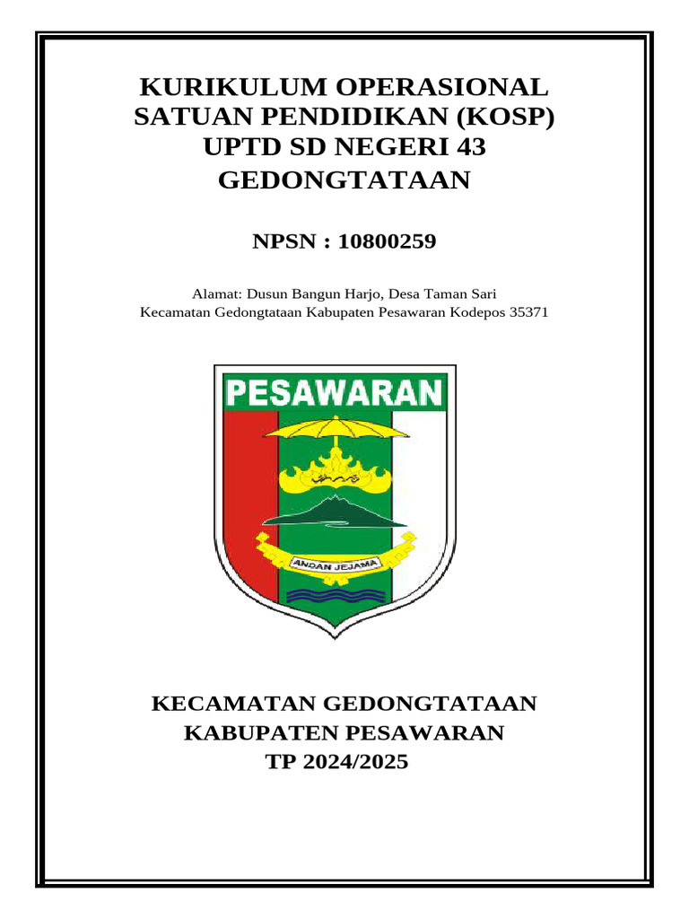 Cover KOSP UPTD SDN 43 Geta | PDF