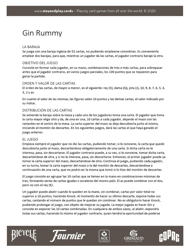 Gin Rummy Game Rules | PDF