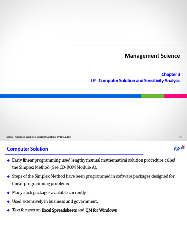 Chap 3 - Sensitivity Analysis | PDF