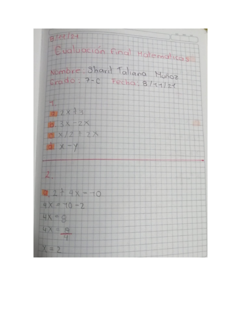 Evaluacion Final Matematicas Cuaderno Sharit | PDF