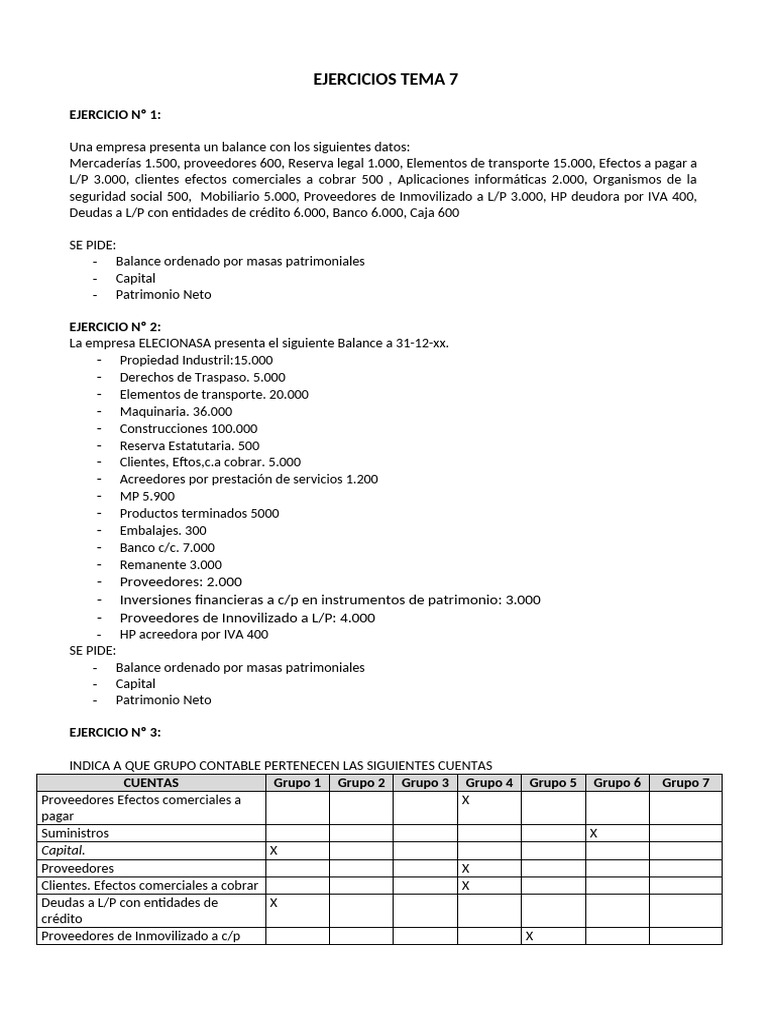 EJERCICIOS Tema 7 | PDF