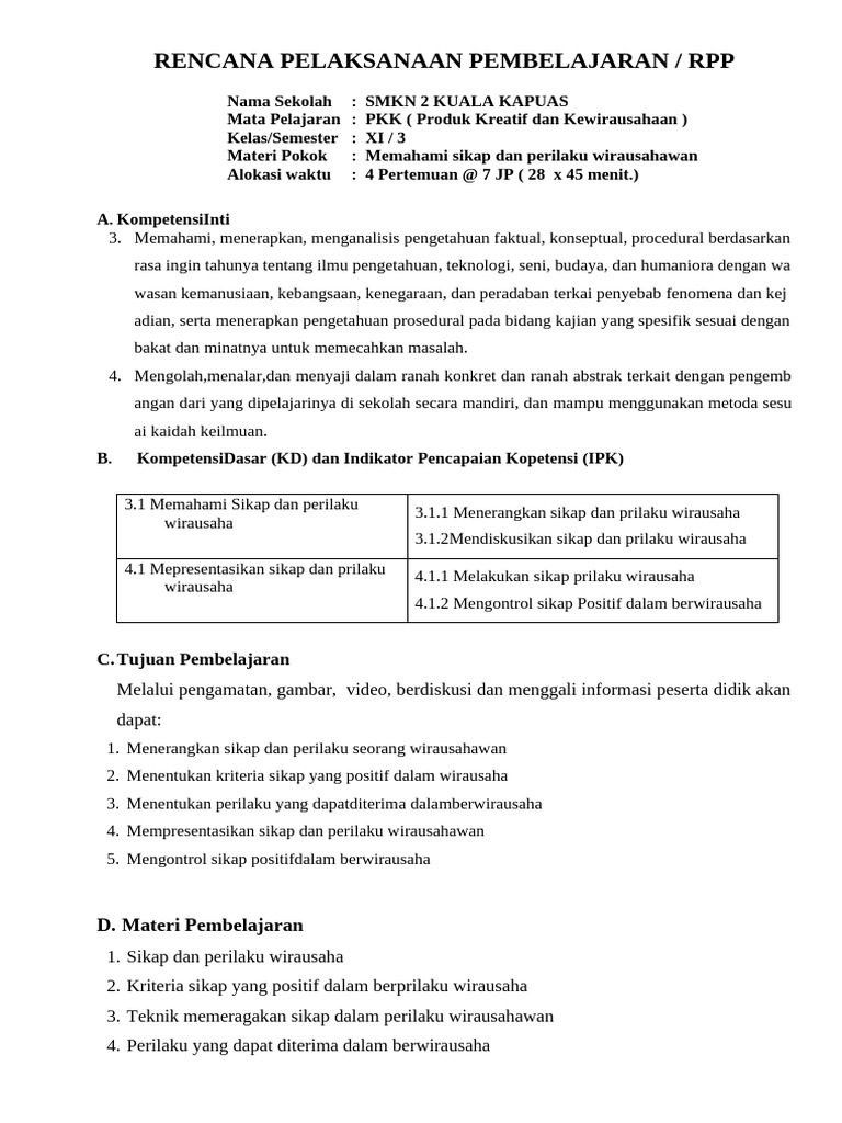RPP KD1 | PDF