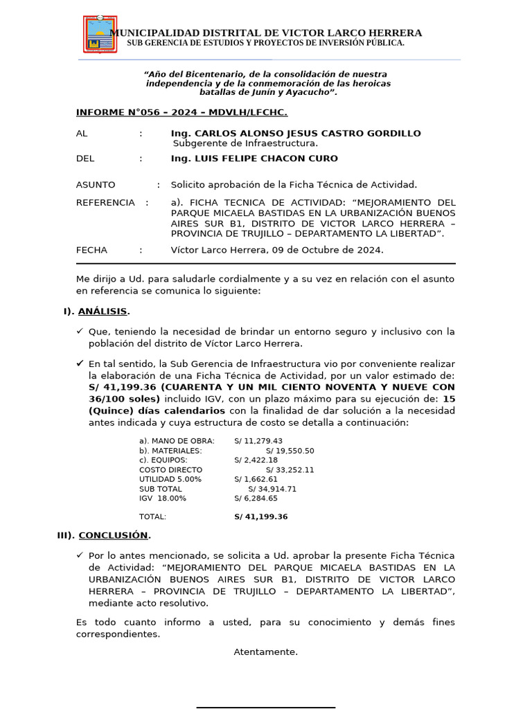 56 - Inf #56-F.T. Micaela Bastidas | PDF